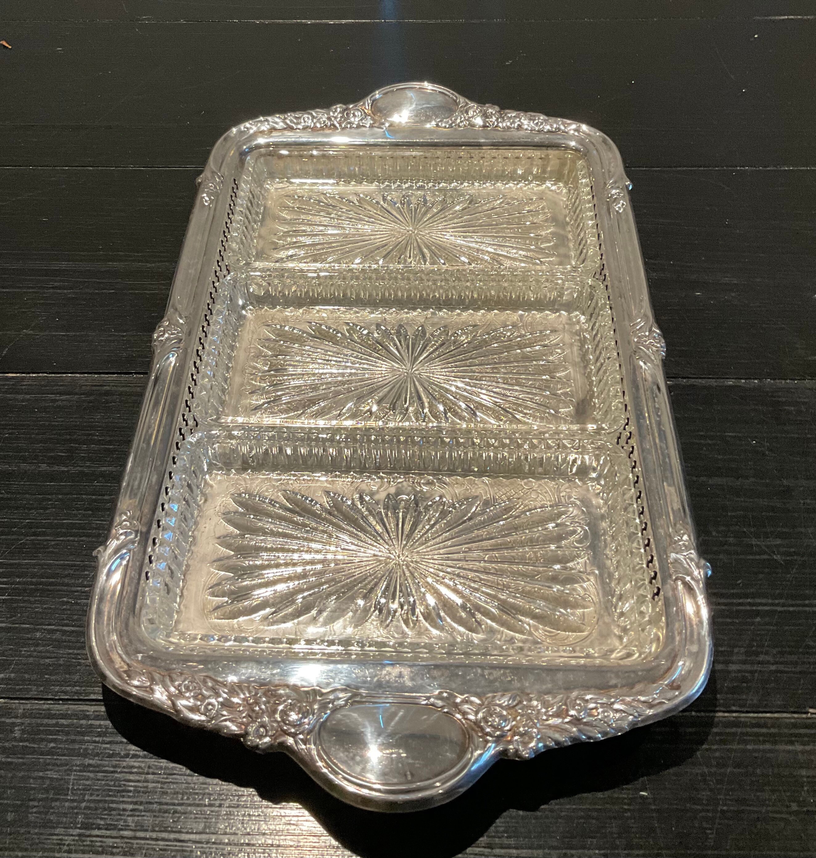 Vintage Sheridan Silver Plated Relish Tray With 3 Crystal - Etsy