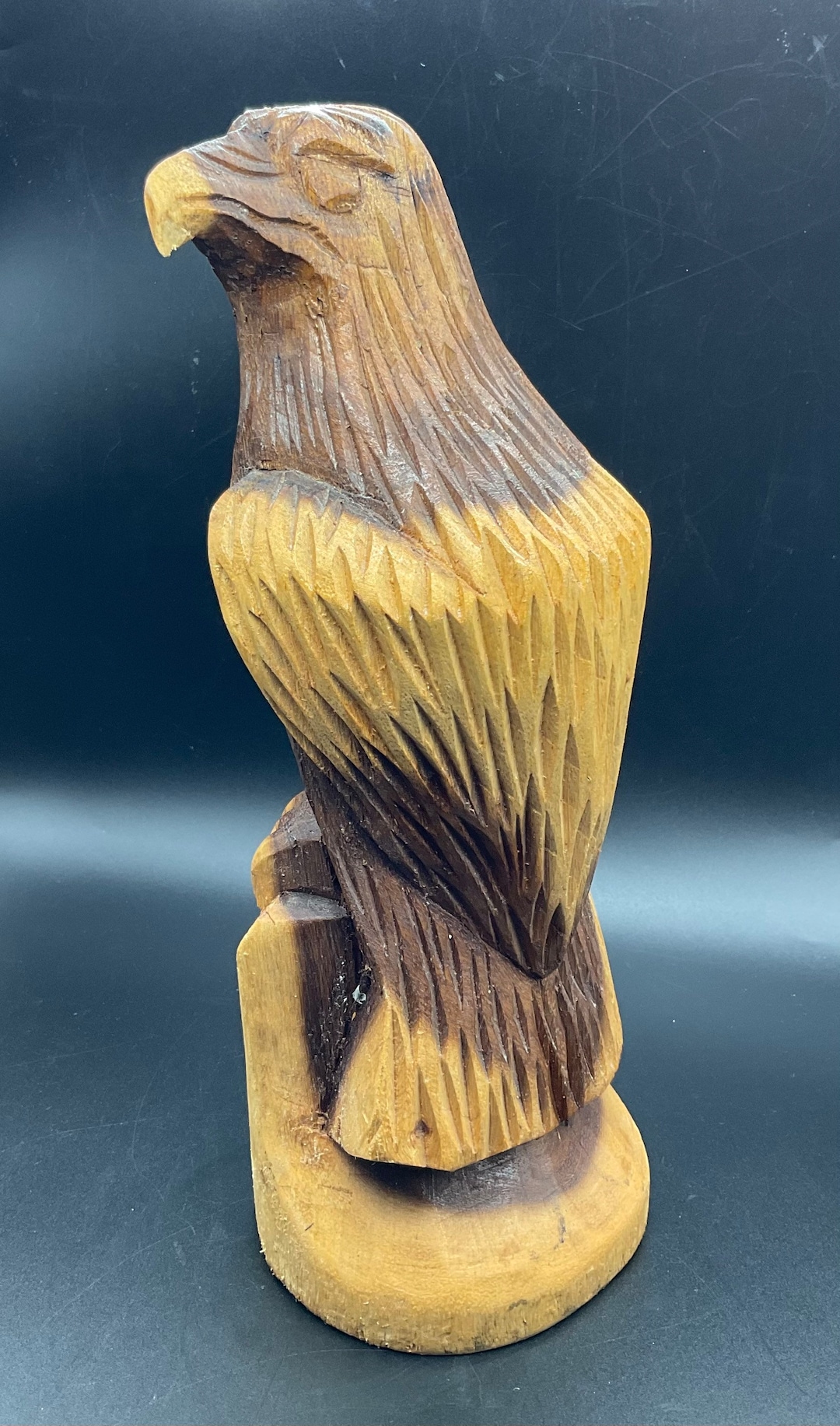 Vintage 1987 Hand Carved Wood Eagle Sculpture - Etsy