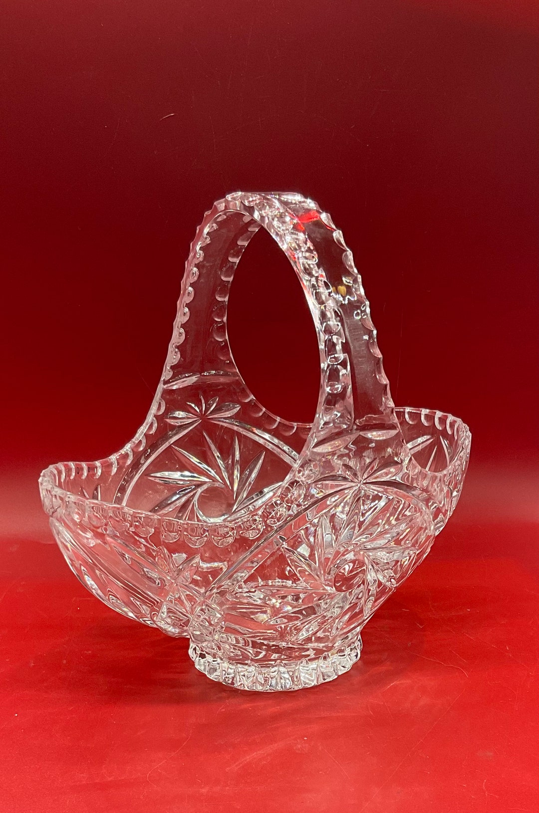 Vintage Pinwheel Crystal Basket - Etsy