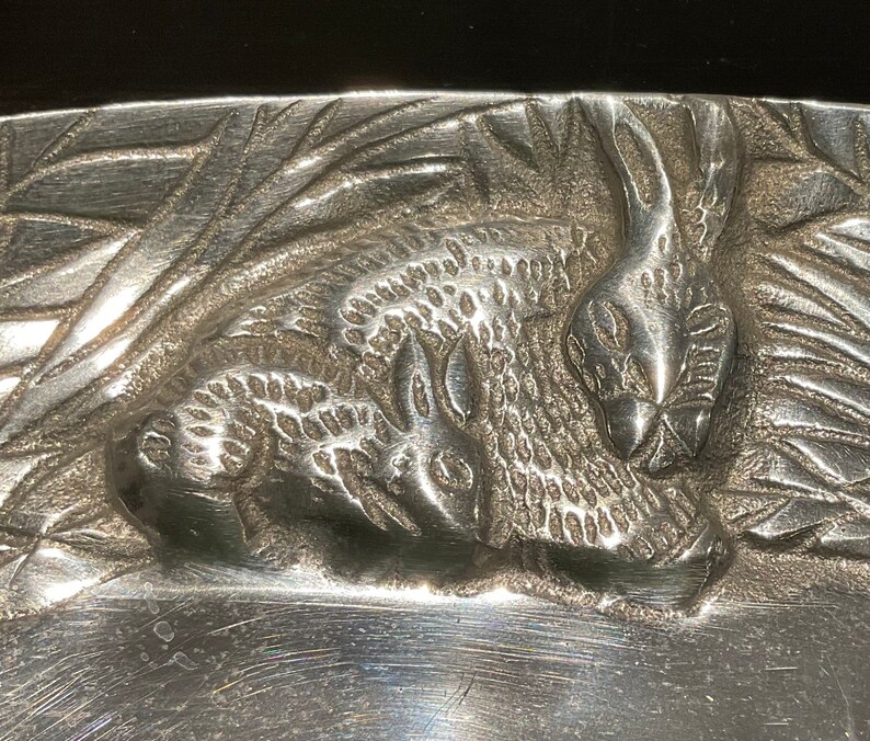 Vintage Oval Pewter Rabbit Bunnies Tray With Handles - Etsy