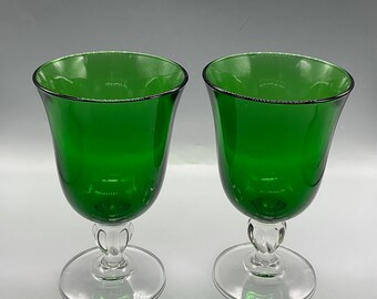Green Glass Goblets - Etsy