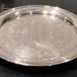 Vintage Oneida Silver Plated Round Serving Tray With Handles - Etsy