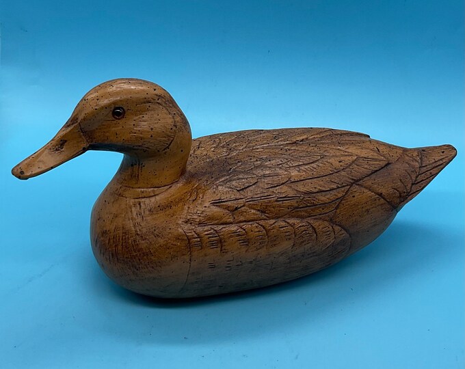 Vintage Solid Wood Hand Carved Duck Decoy With Glass Eyes - Etsy