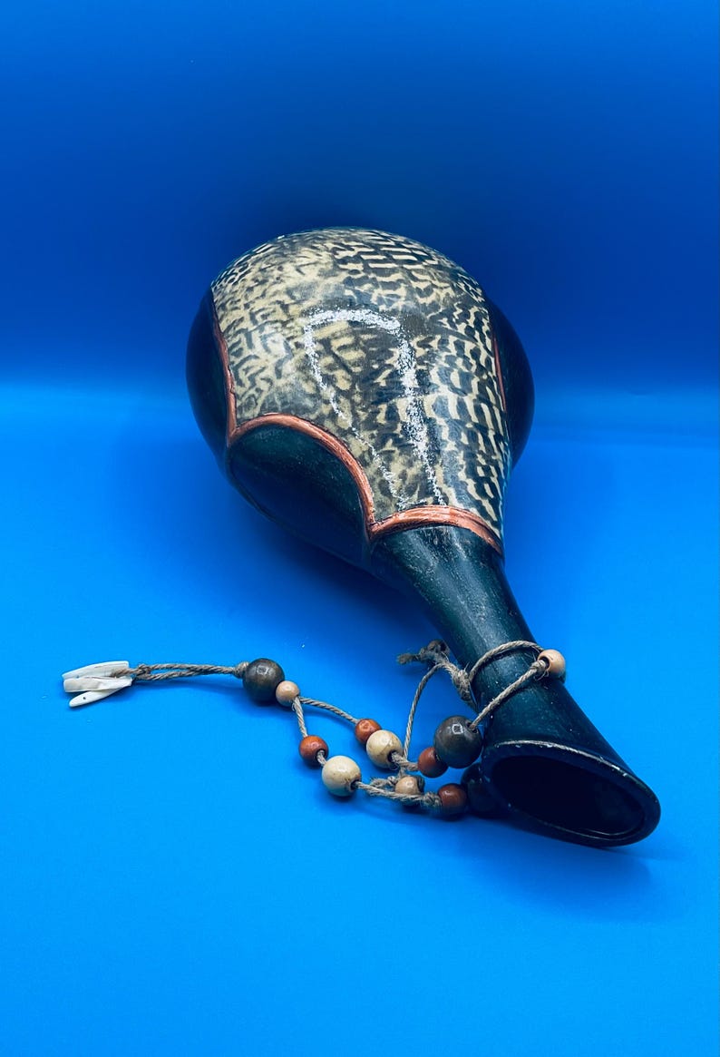 Vintage Long Neck Vessel / /vase Ceramic/ Clay Artifact Vase With Beads ...