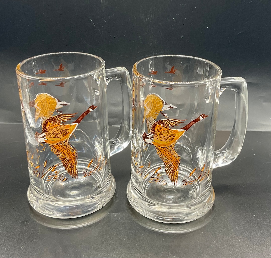 Vintage Set of 2 Glass Canada Geese Beer Steins - Etsy