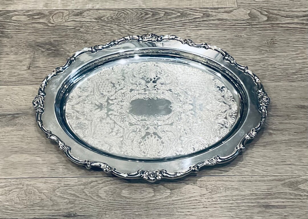 Vintage Lunt V-71 Silverplate Oval Tray - Etsy