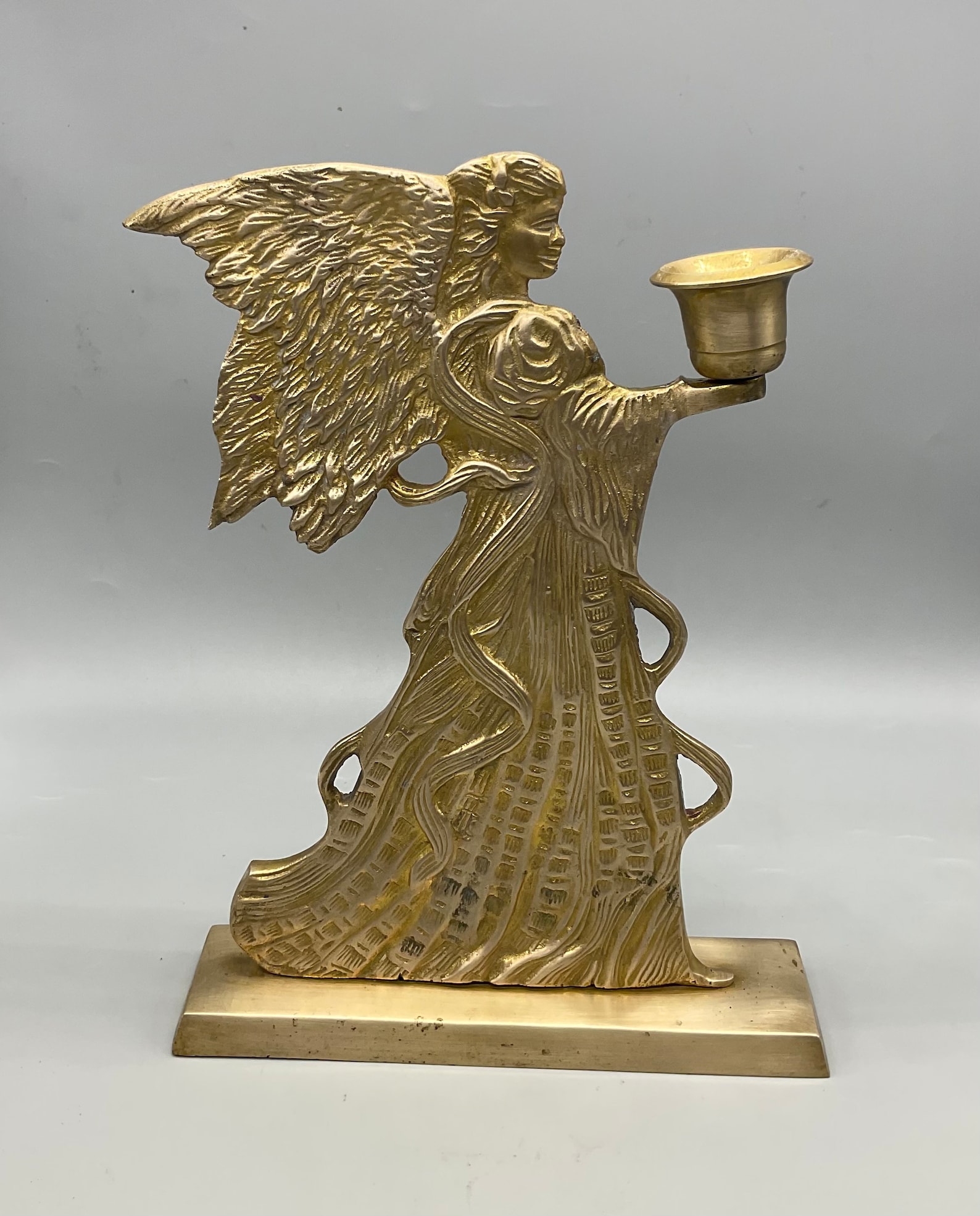 Vintage Solid Brass Angel Candlestick Holder - Etsy
