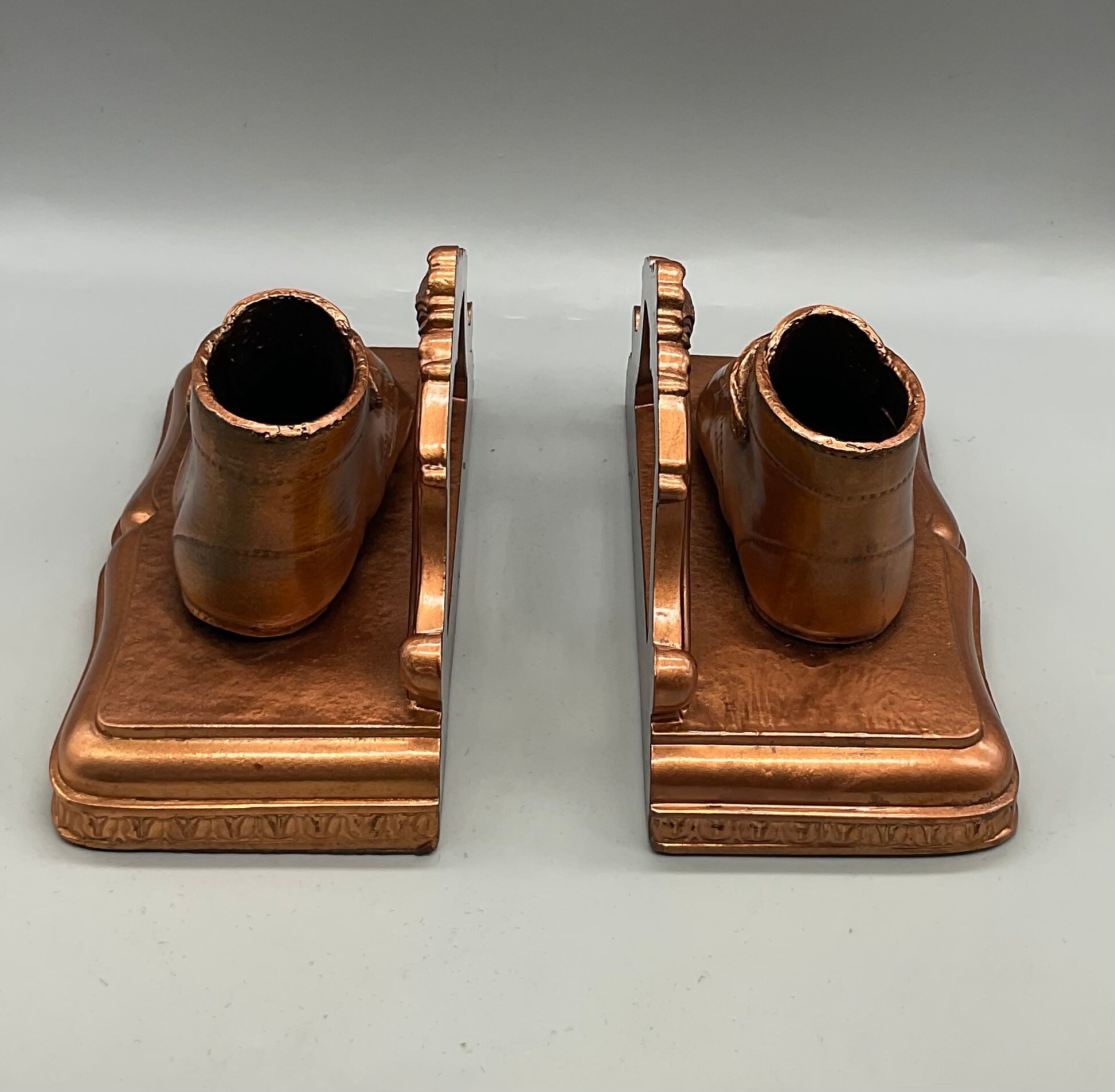Vintage Bronzed Baby Shoe Bookends - Etsy