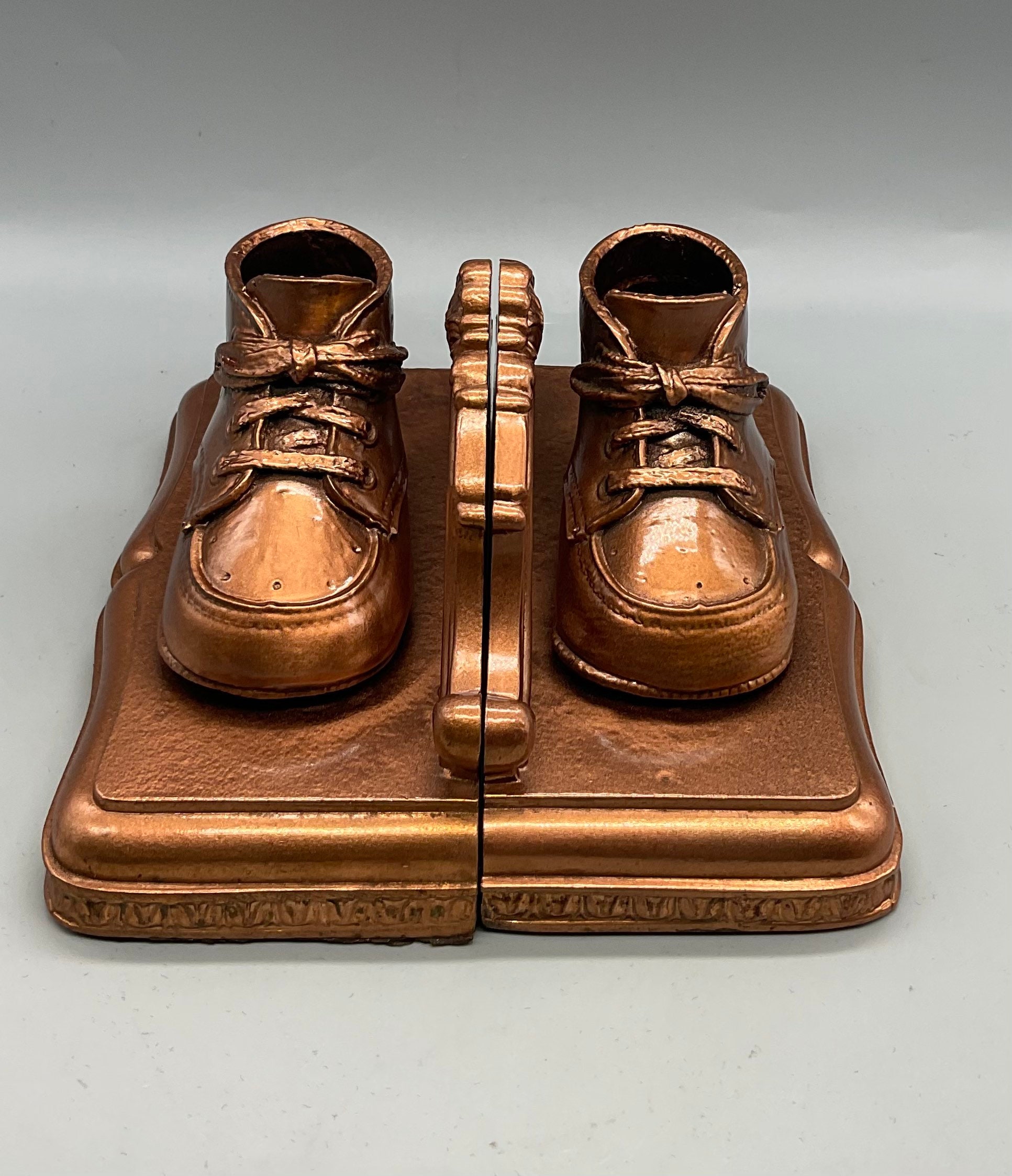 Vintage Bronzed Baby Shoe Bookends - Etsy