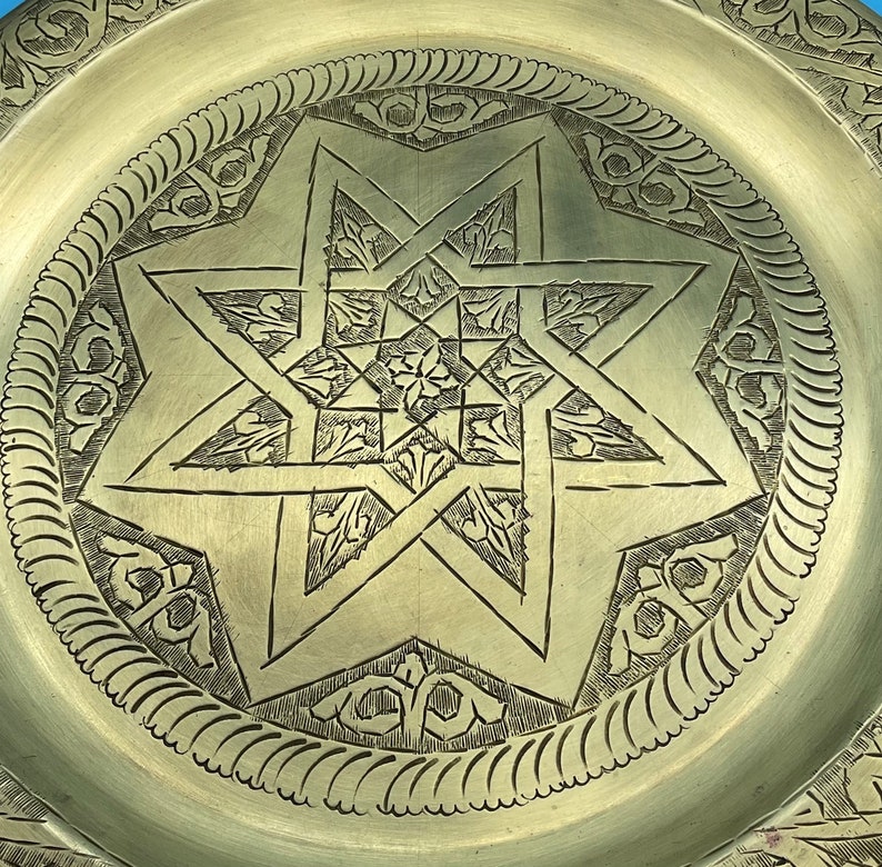 Vintage Solid Brass Islamic Octagon Star Art Tray - Etsy