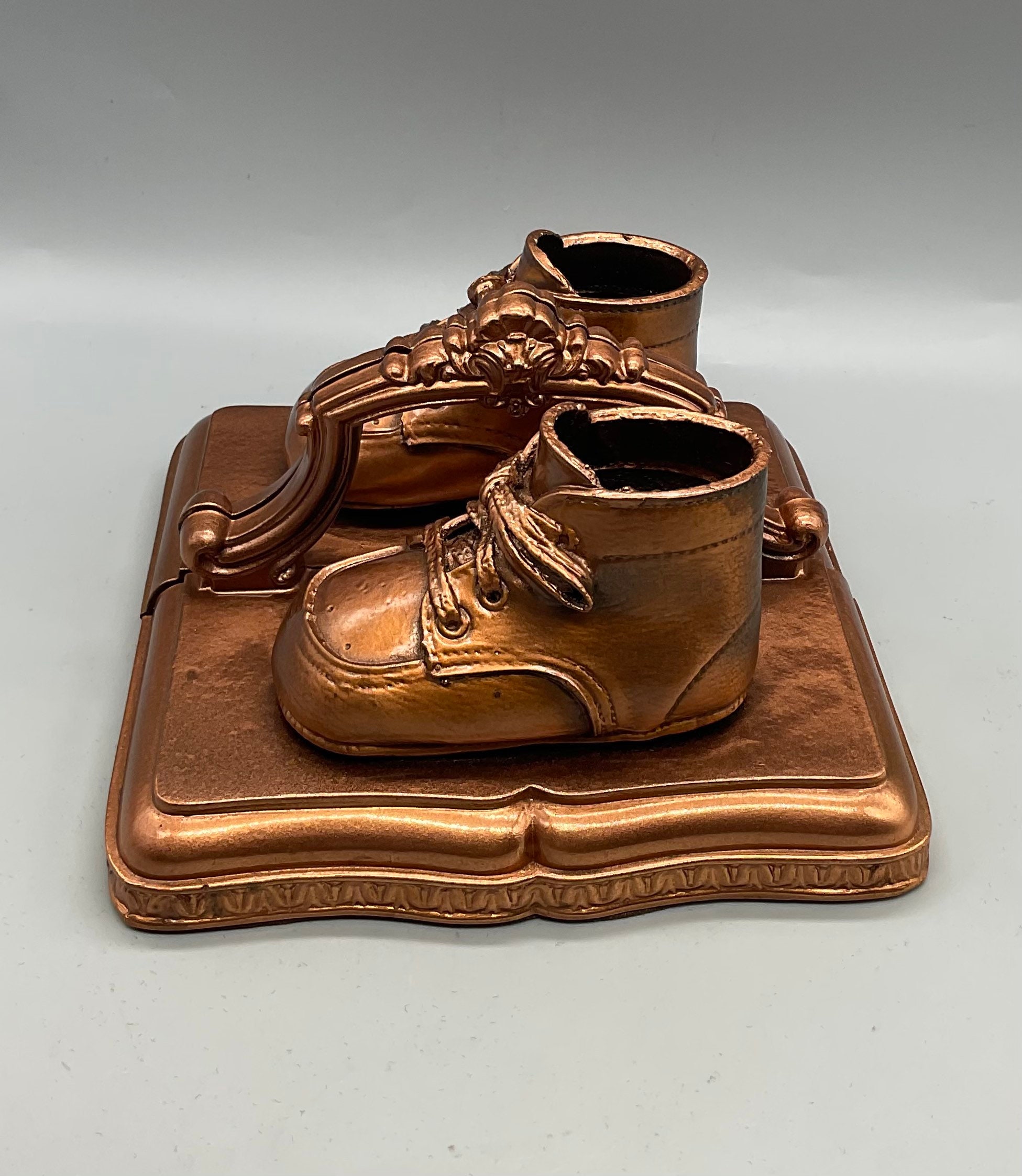 Vintage Bronzed Baby Shoe Bookends - Etsy