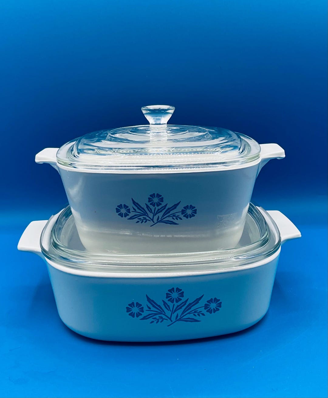Vintage Corning Ware Cornflower Blue 2 Qt. and 1 3/4 Qt Casserole ...