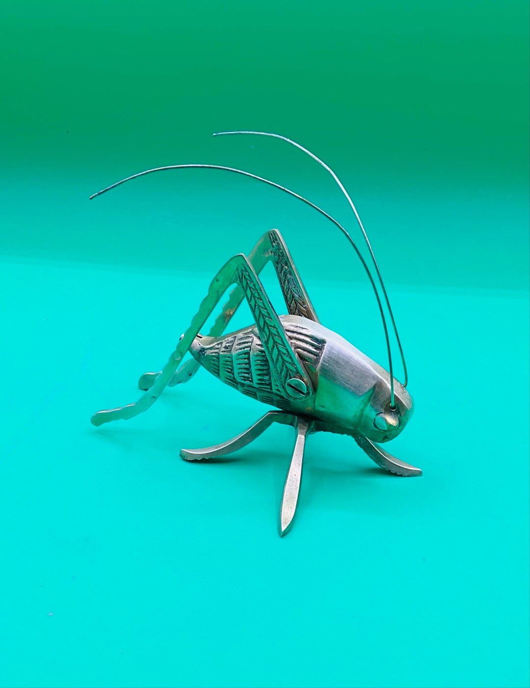 Vintage Solid Brass Grasshopper Figurine - Etsy