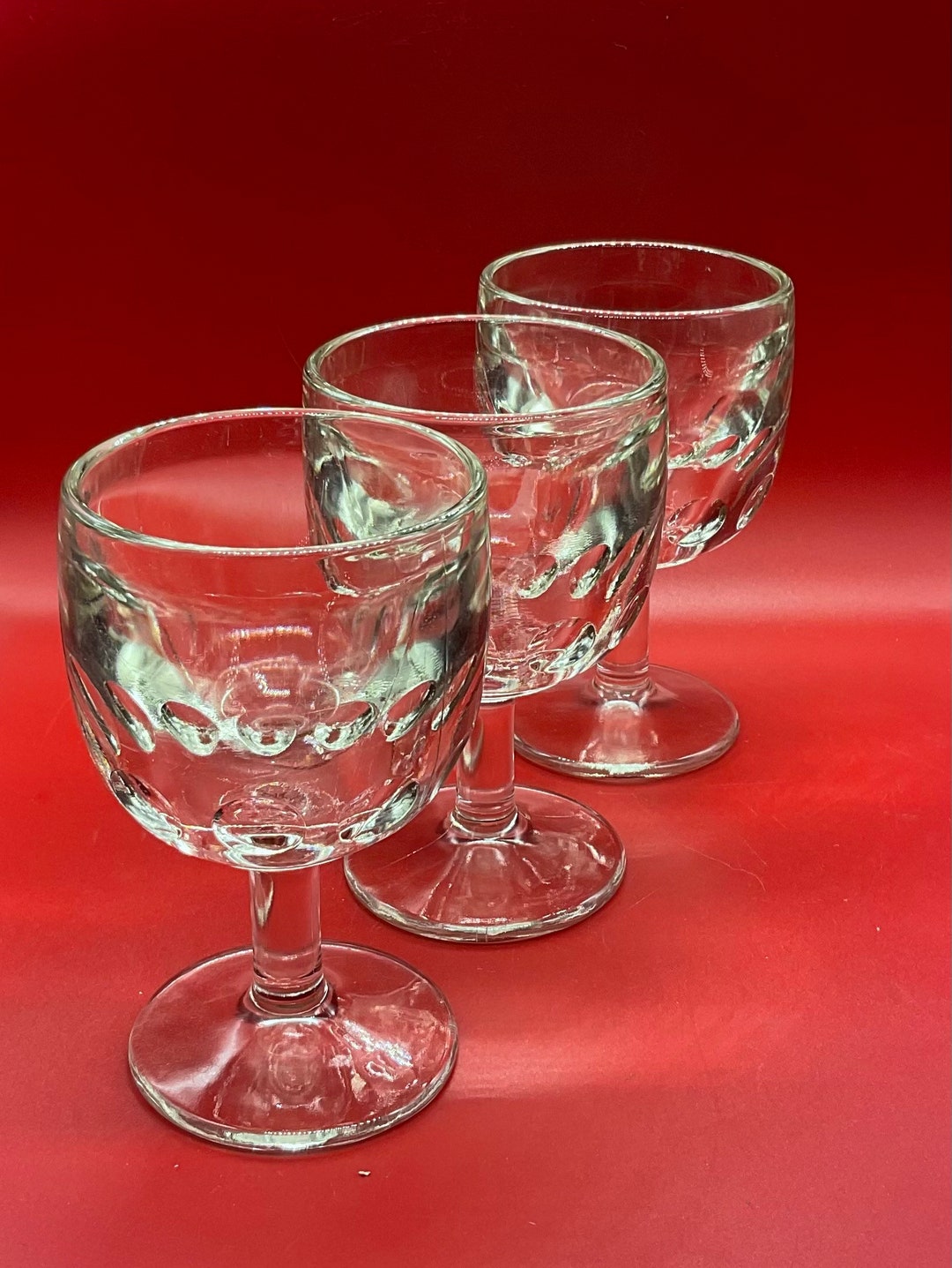 Vintage Set of 3 Thick Heavy Glass Water Goblets - Etsy