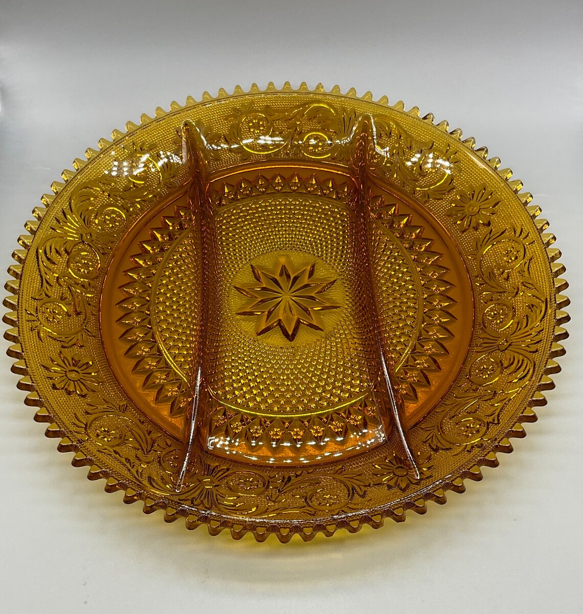 Vintage Tiara Indiana Glass Amber Sandwich Pattern Divided - Etsy