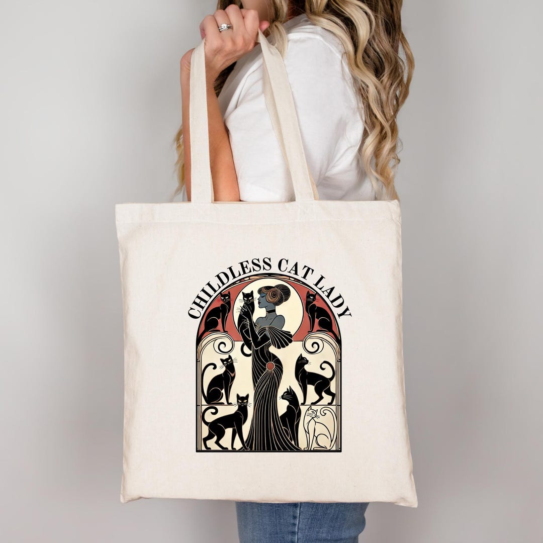 Childless Cat Lady Organic Canvas Tote Bag Gift for Cat Lover Kamala ...