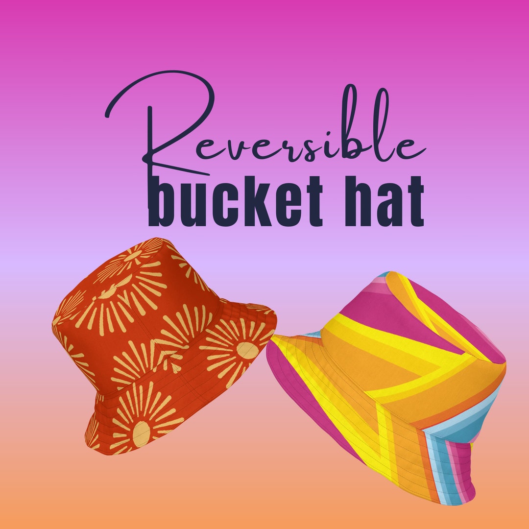 Psychedelic Reversible Bucket Hat, Double Sided Bucket Hat for Women ...