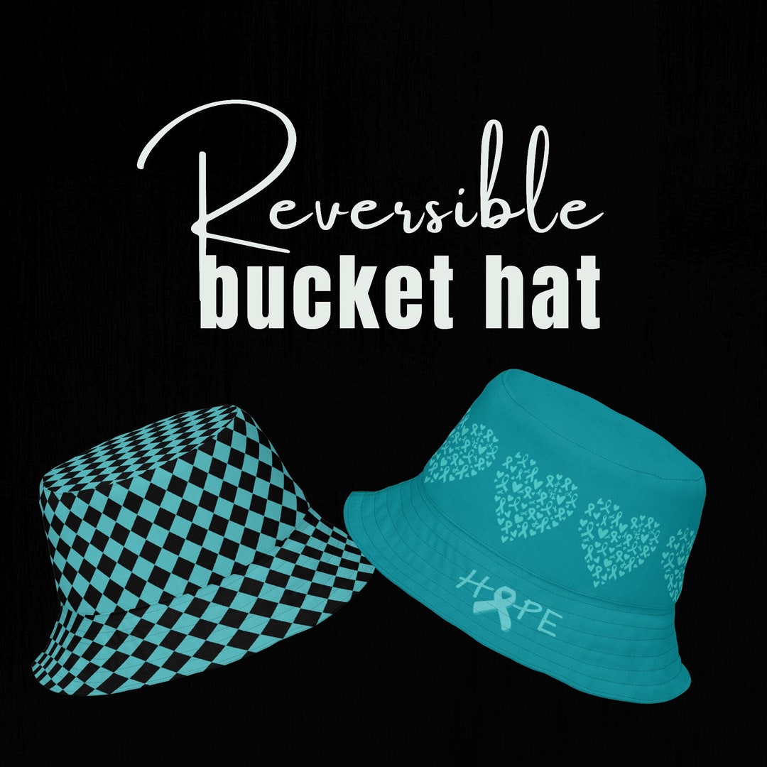 Ovarian Cancer Reversible Bucket Hat, Teal Chemo Hat for Ovarian Cancer ...