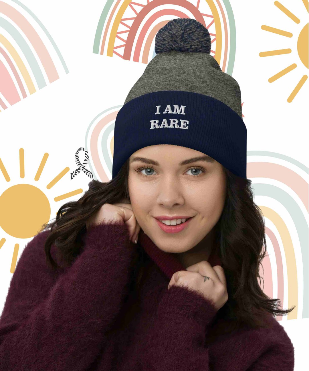 Rare Disease Awareness Pom Pom Beanie Chronic Illness Hat Self Love ...