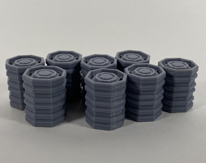 8 Sci-fi Hexagonal Barrels | 3D Printed Tabletop Terrain | Diorama ...