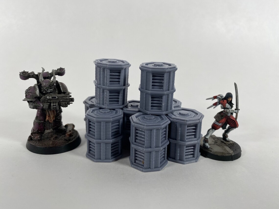8 Sci-fi Hexagonal Barrels 3D Printed Tabletop Terrain | Etsy