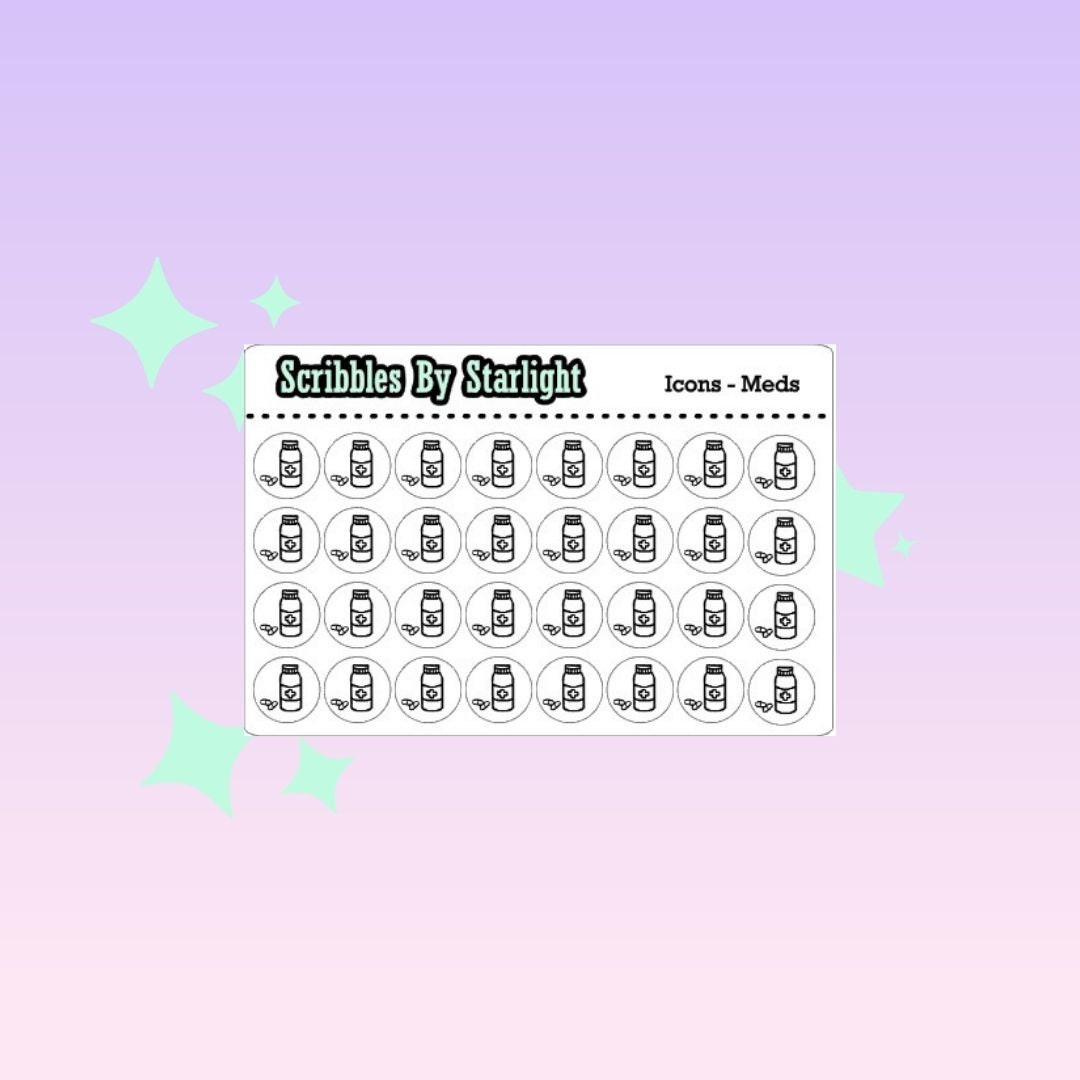 Medication Sticker Functional Planner Sticker Hand Drawn - Etsy