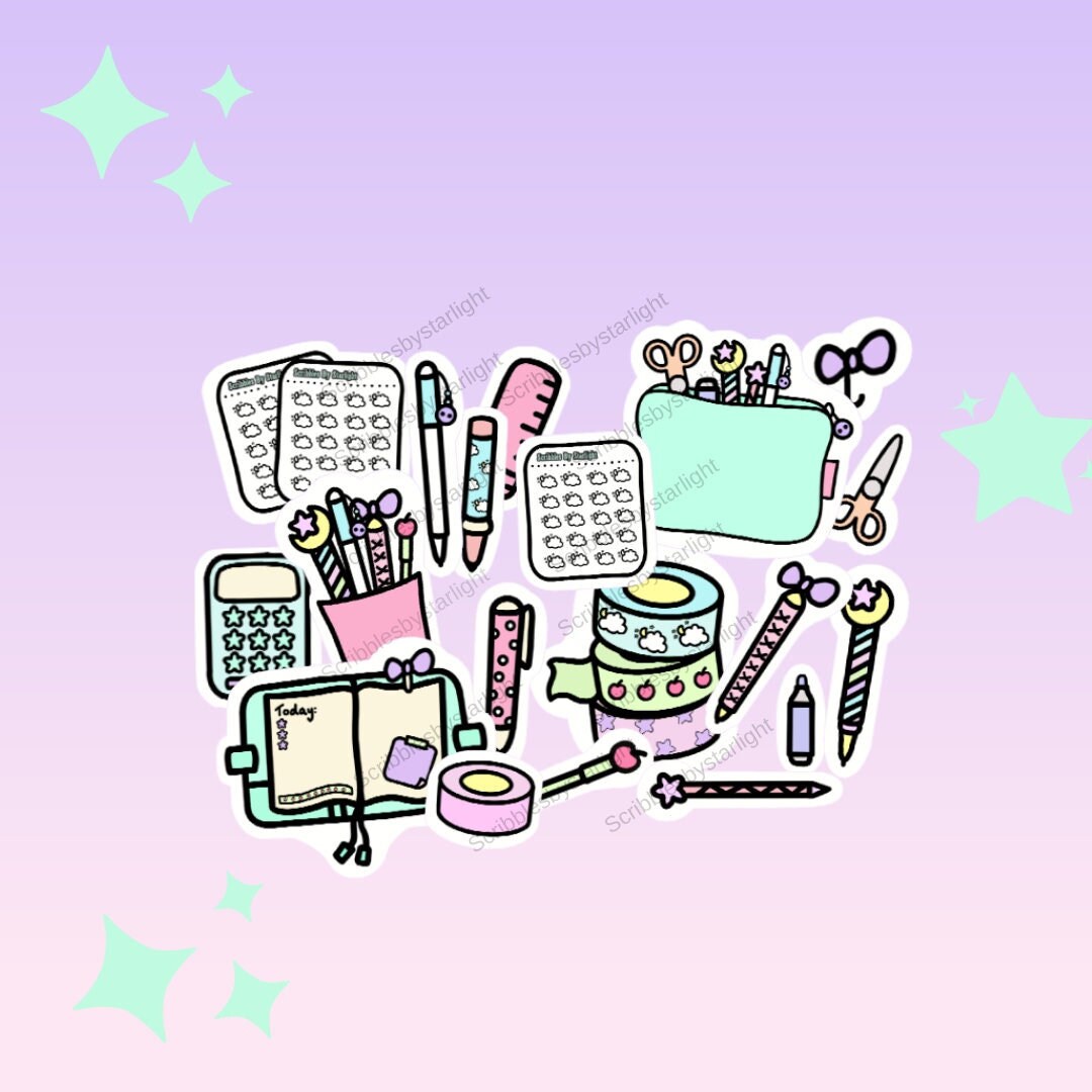 Planner Die Cut Sticker Pack Hand Drawn Cute Planner Stickers ...