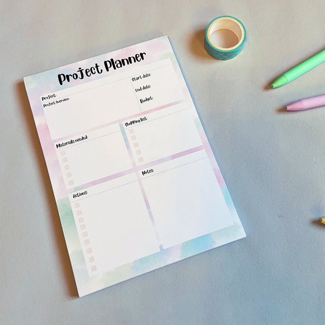 A5 Project Planner Notepad Desk Planner Notebook Daily Organisation to ...