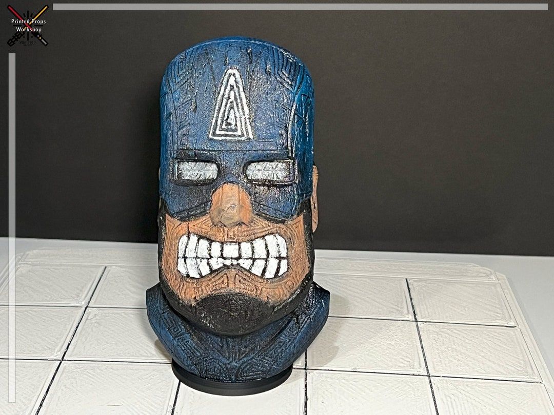 Captain America Tiki Head 3d Printed - Etsy