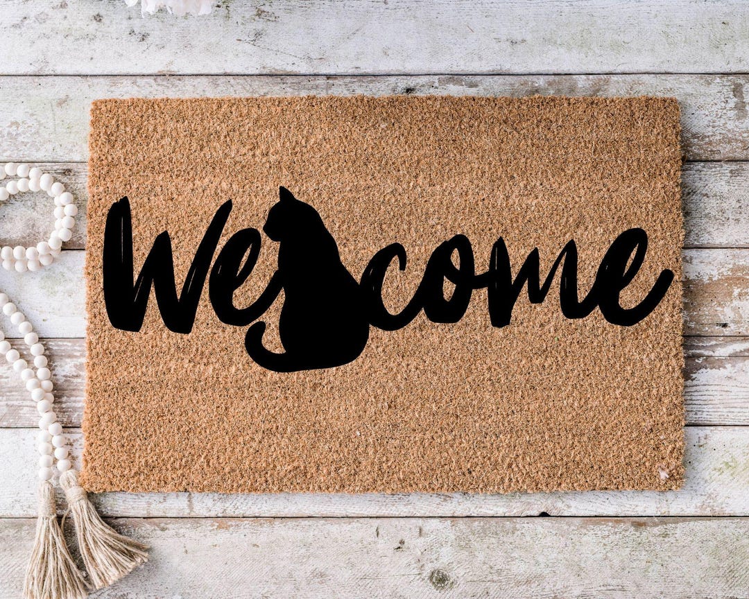 Door Mat Welcome Cat, Welcome Cat Door Mat, Cute Doormat, Cat Doormat ...