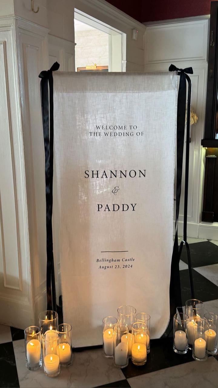 Linen Wedding Welcome Sign | Modern Fabric Wedding Signs | Personalised ...