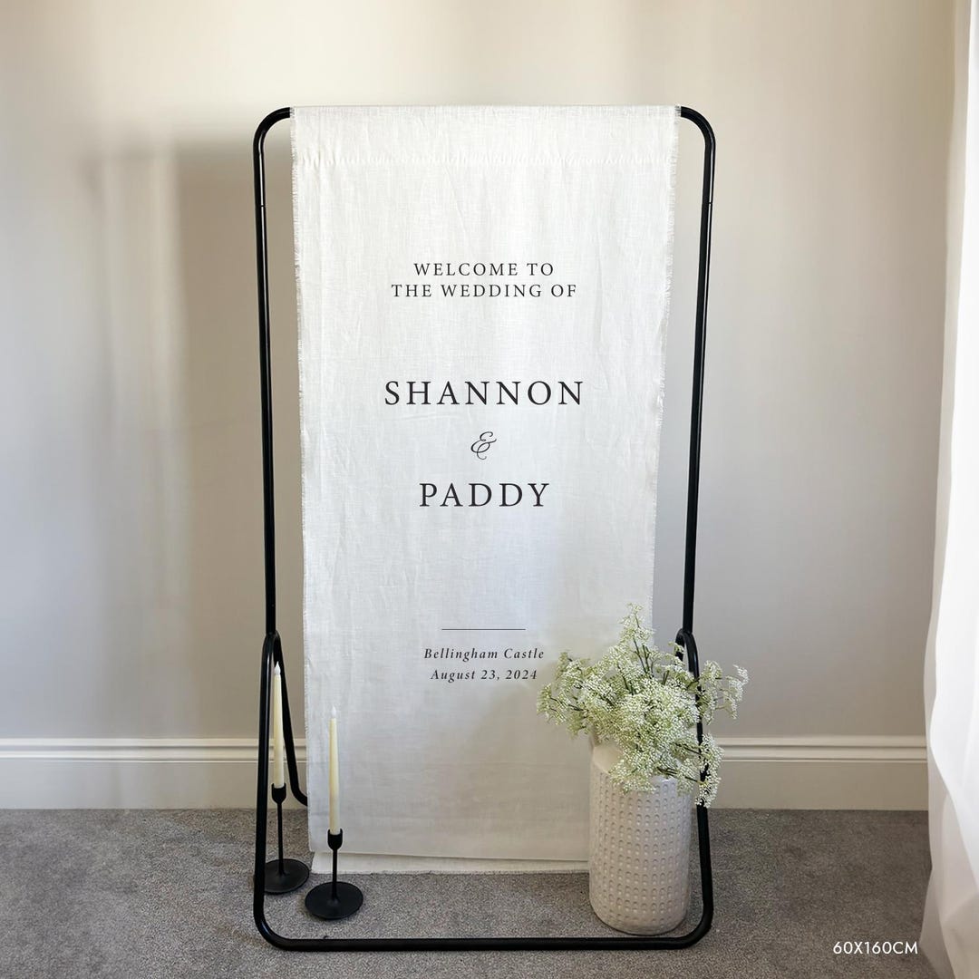 Linen Wedding Welcome Sign Modern Fabric Wedding Signs Personalised ...