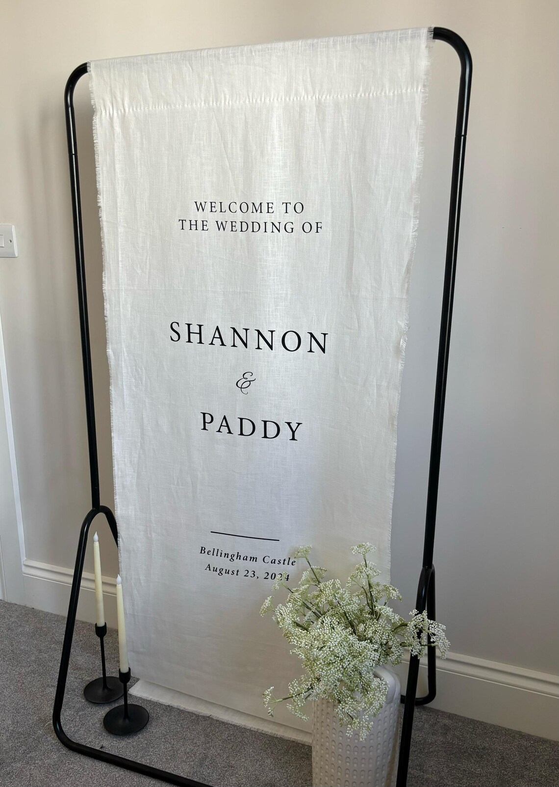 Linen Wedding Welcome Sign | Modern Fabric Wedding Signs | Personalised ...