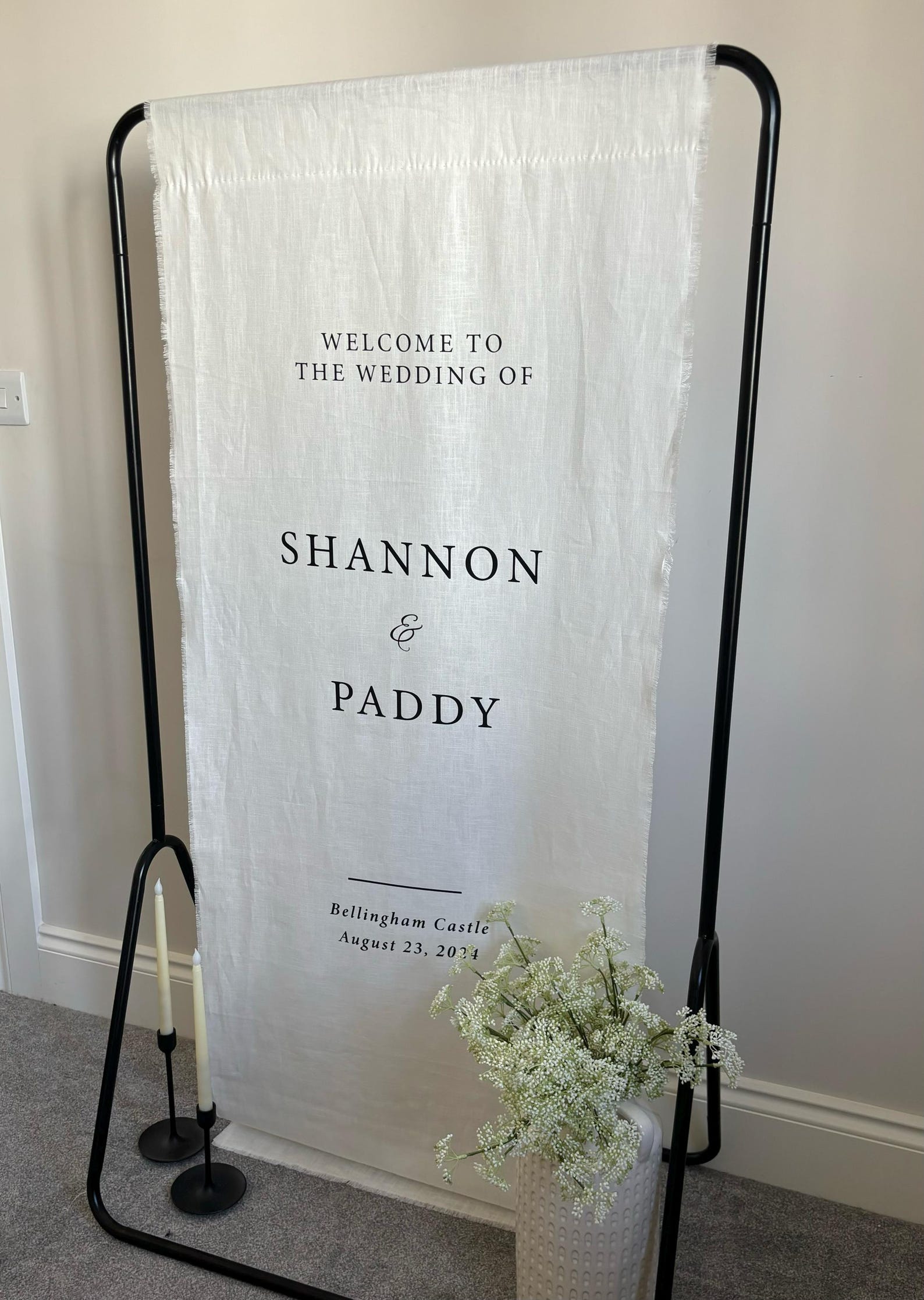 Linen Wedding Welcome Sign | Modern Fabric Wedding Signs | Personalised ...