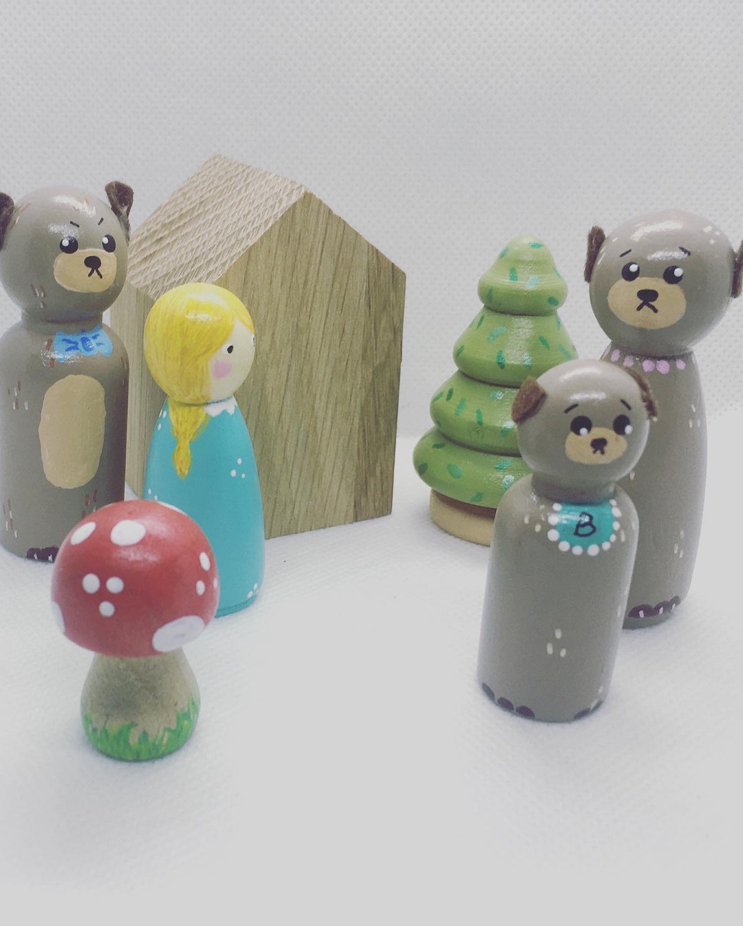 Goldilocks, 3 Bears a Houses and More Wooden Peg Doll Creative Play ...