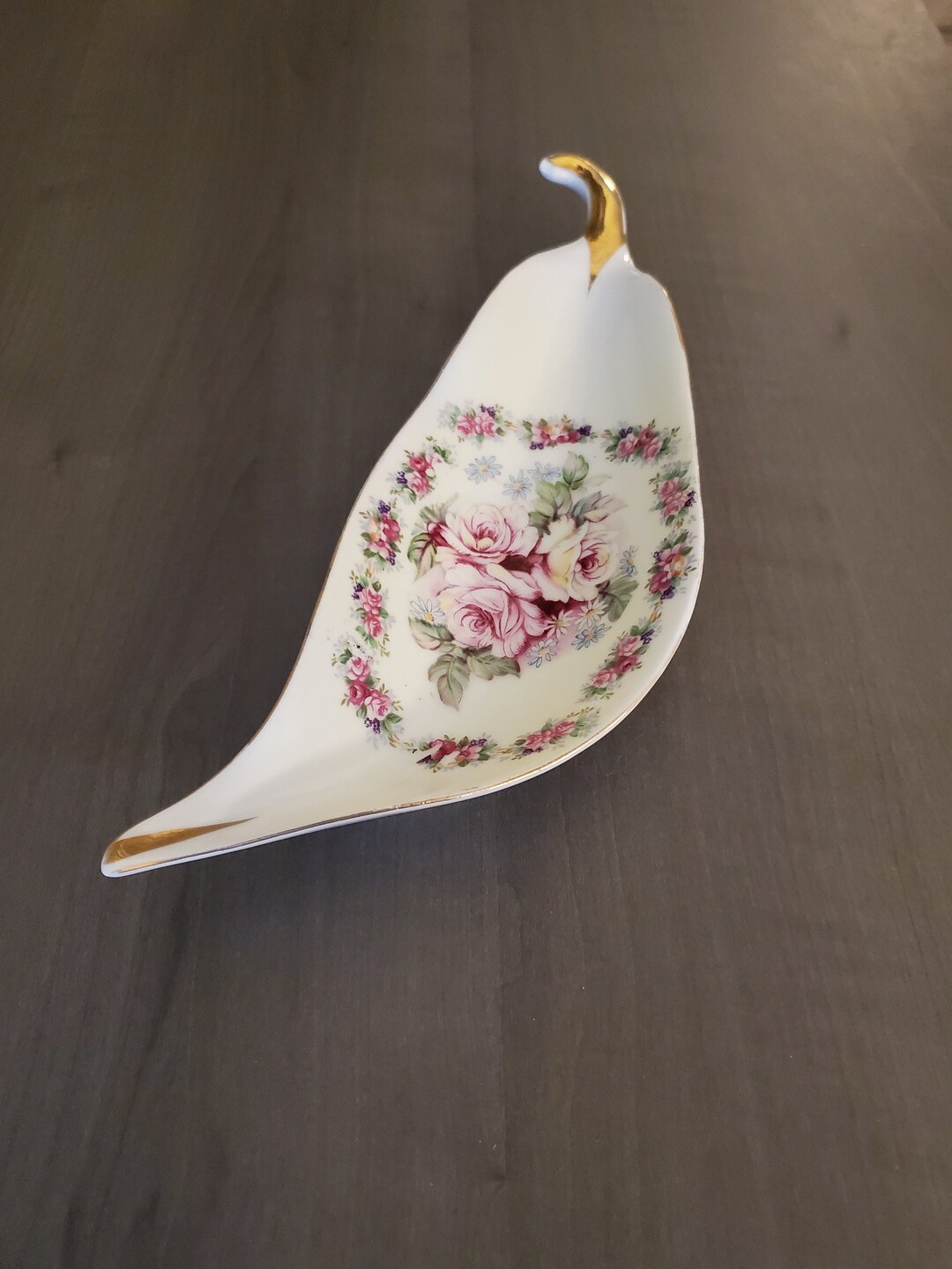 Vintage ? Kalk Germany Porcelain Leaf Shaped Floral Candy/trinket Dish ...