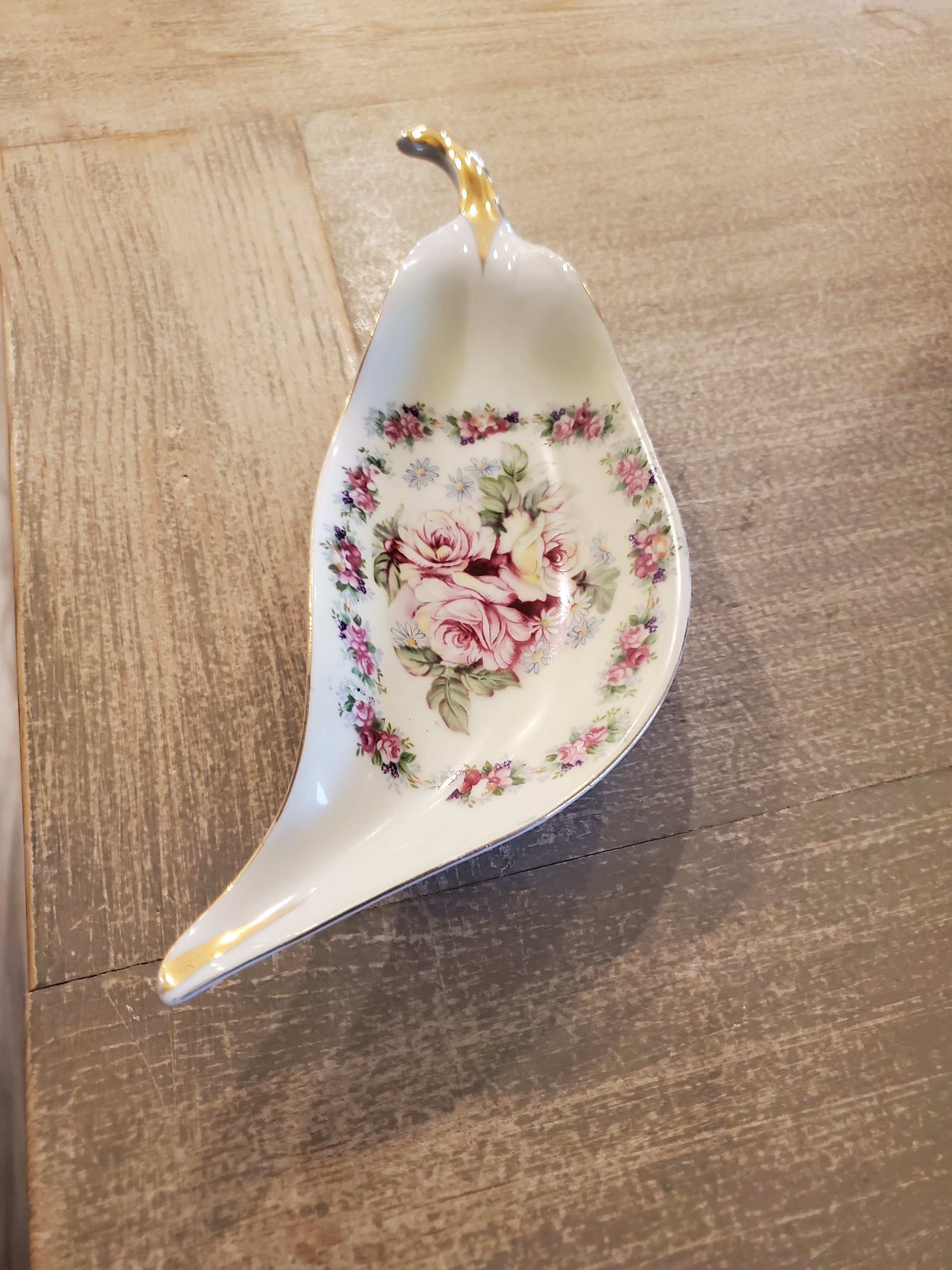 Vintage Kalk Germany Porcelain Leaf Shaped Floral - Etsy