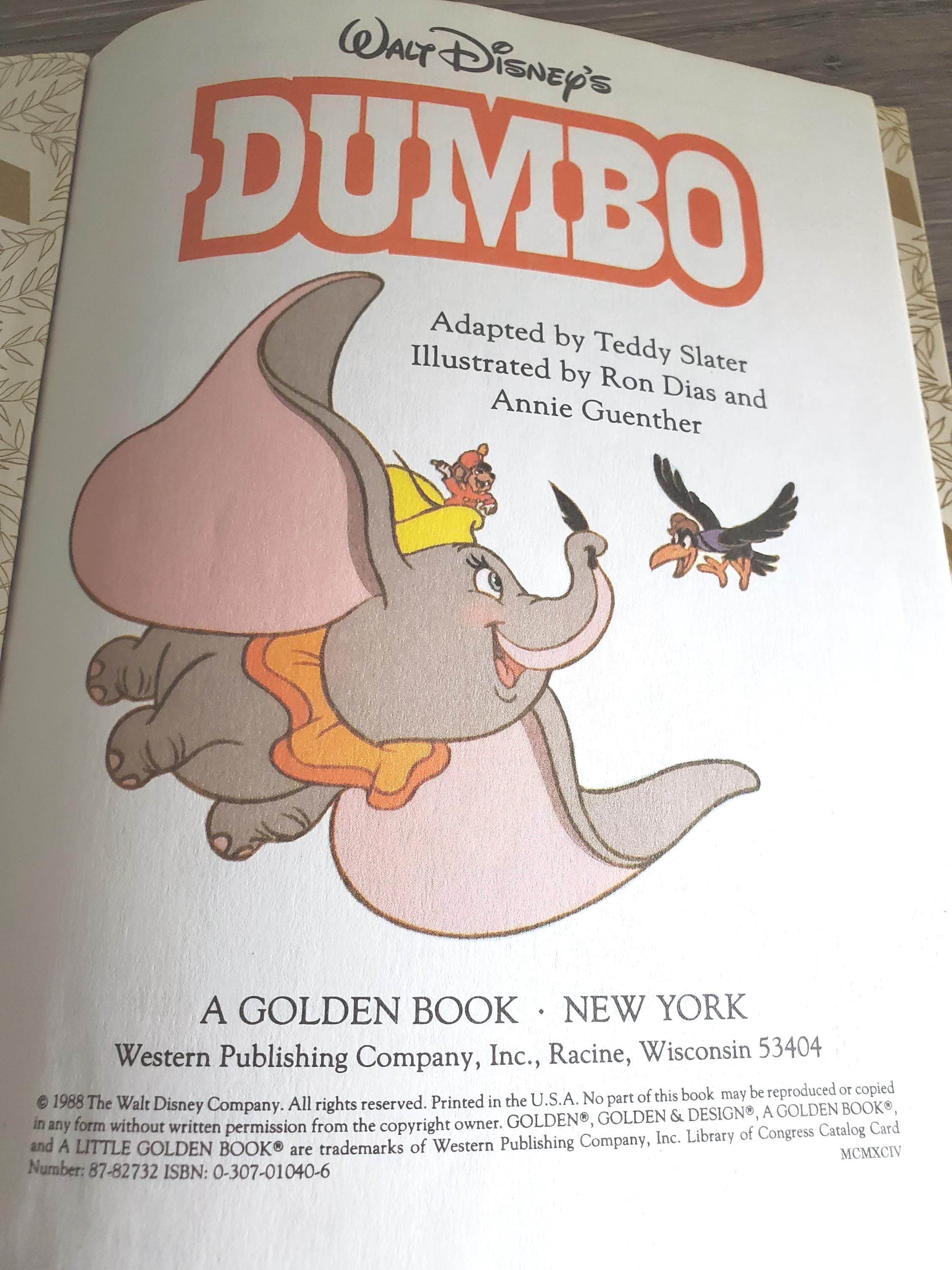 Vintage 1988 Walt Disney's Dumbo Little Golden Book Hardcover #104-67 ...