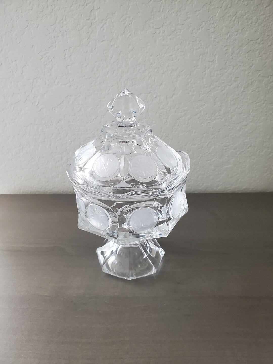 Vintage Fostoria Coin Dot Clear Glass Candy Dish/compote/wedding Dish ...