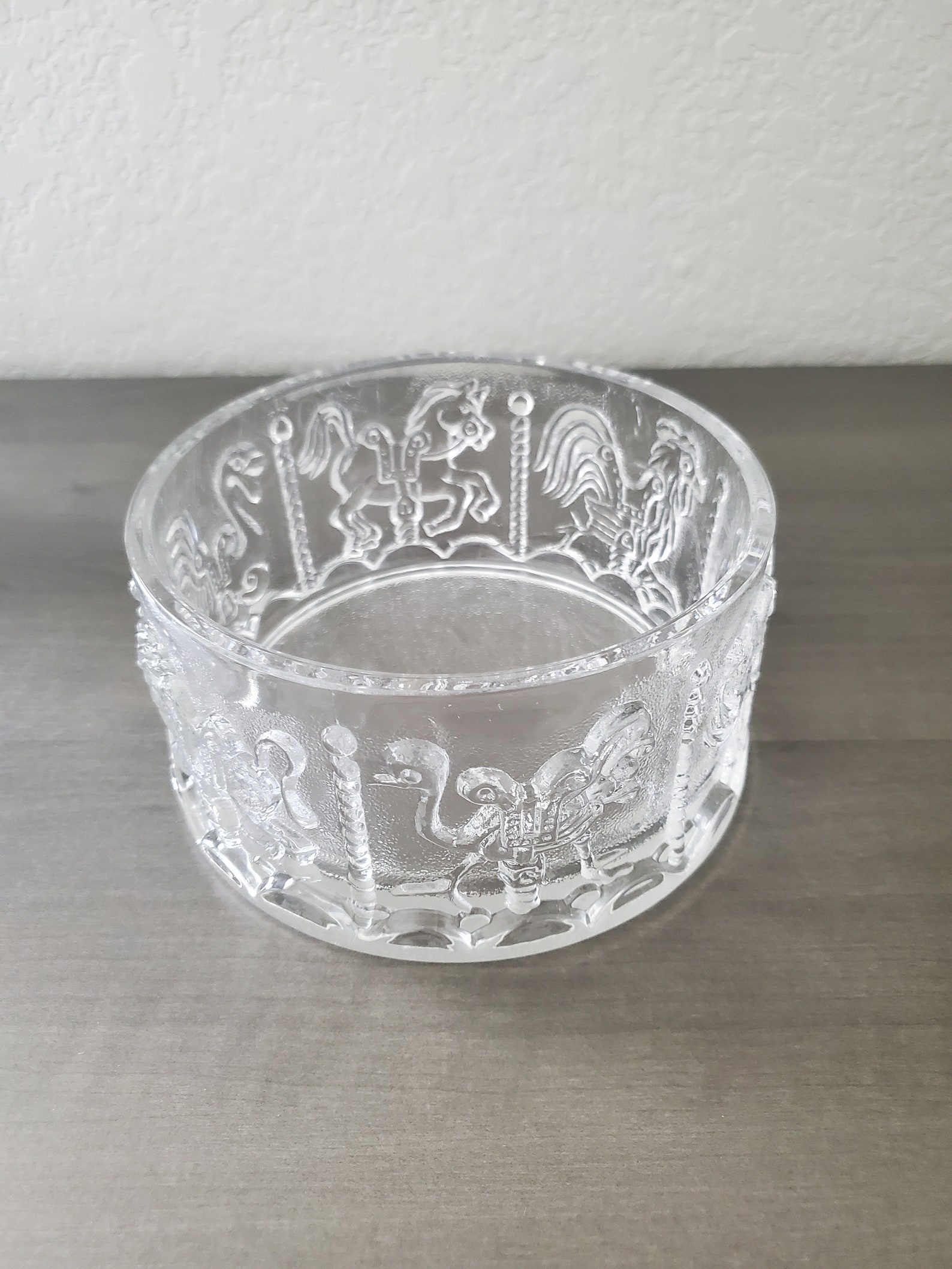 Vintage Goebel Lead Crystal Frosted Glass Carousel Dish - Etsy