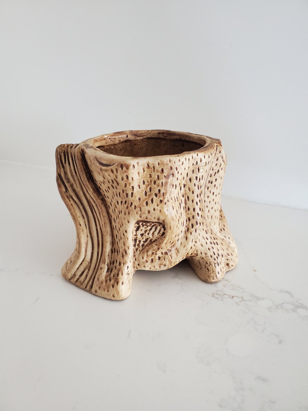 Vintage Ceramic Log Planter - Etsy