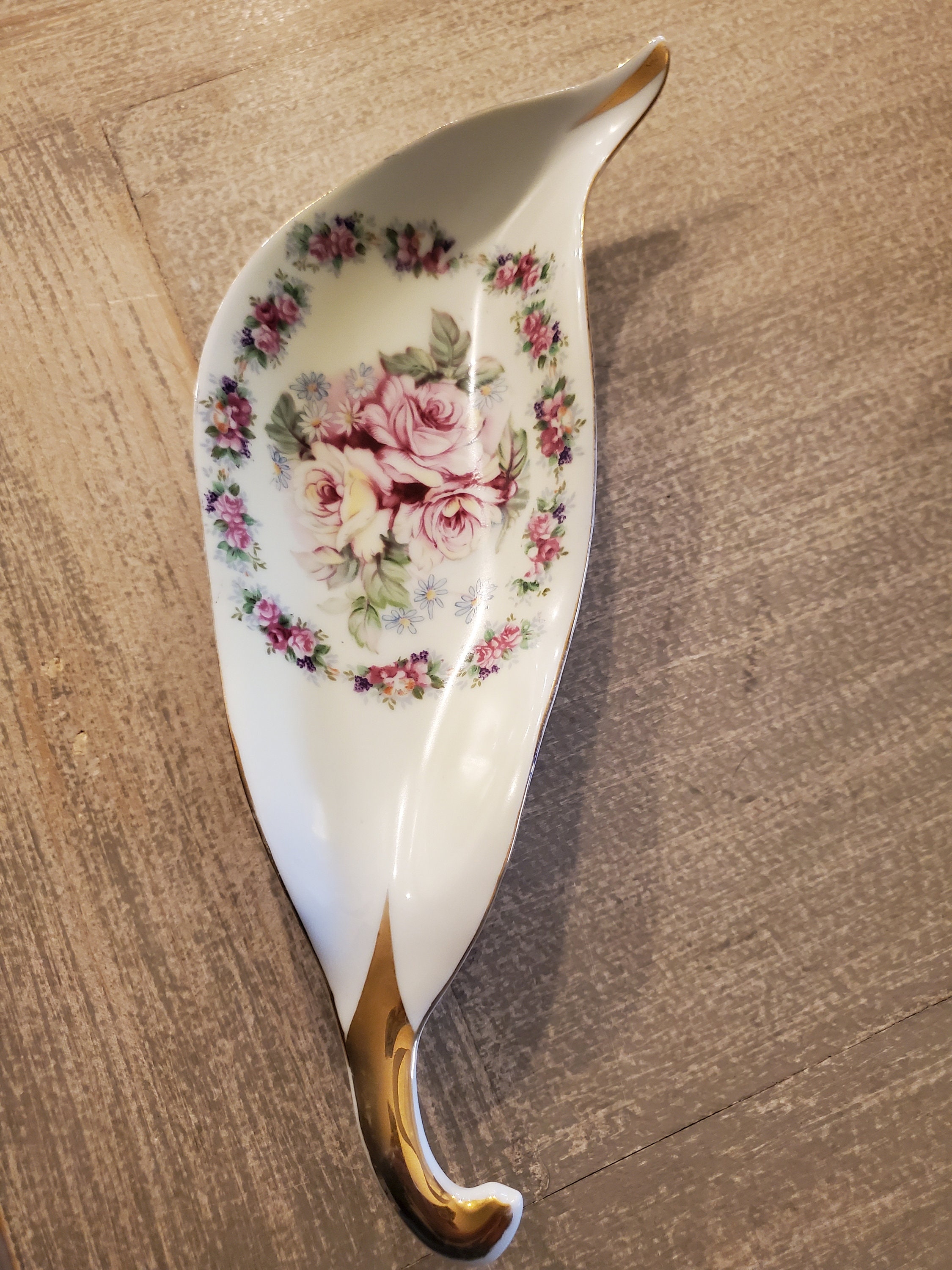 Vintage Kalk Germany Porcelain Leaf Shaped Floral - Etsy