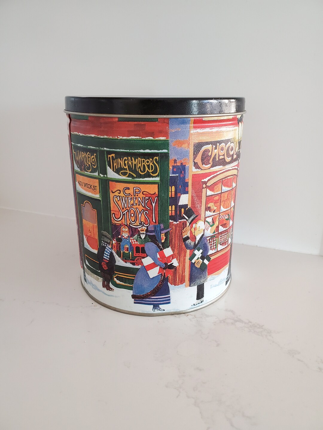 Vintage Hal Kattau 2001 Small Town Shops in Winter Tin Signed and Dated ...