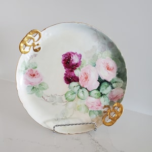 Vintage GOA France Hand Painted Floral Plate With Gold Handles and Trim ...