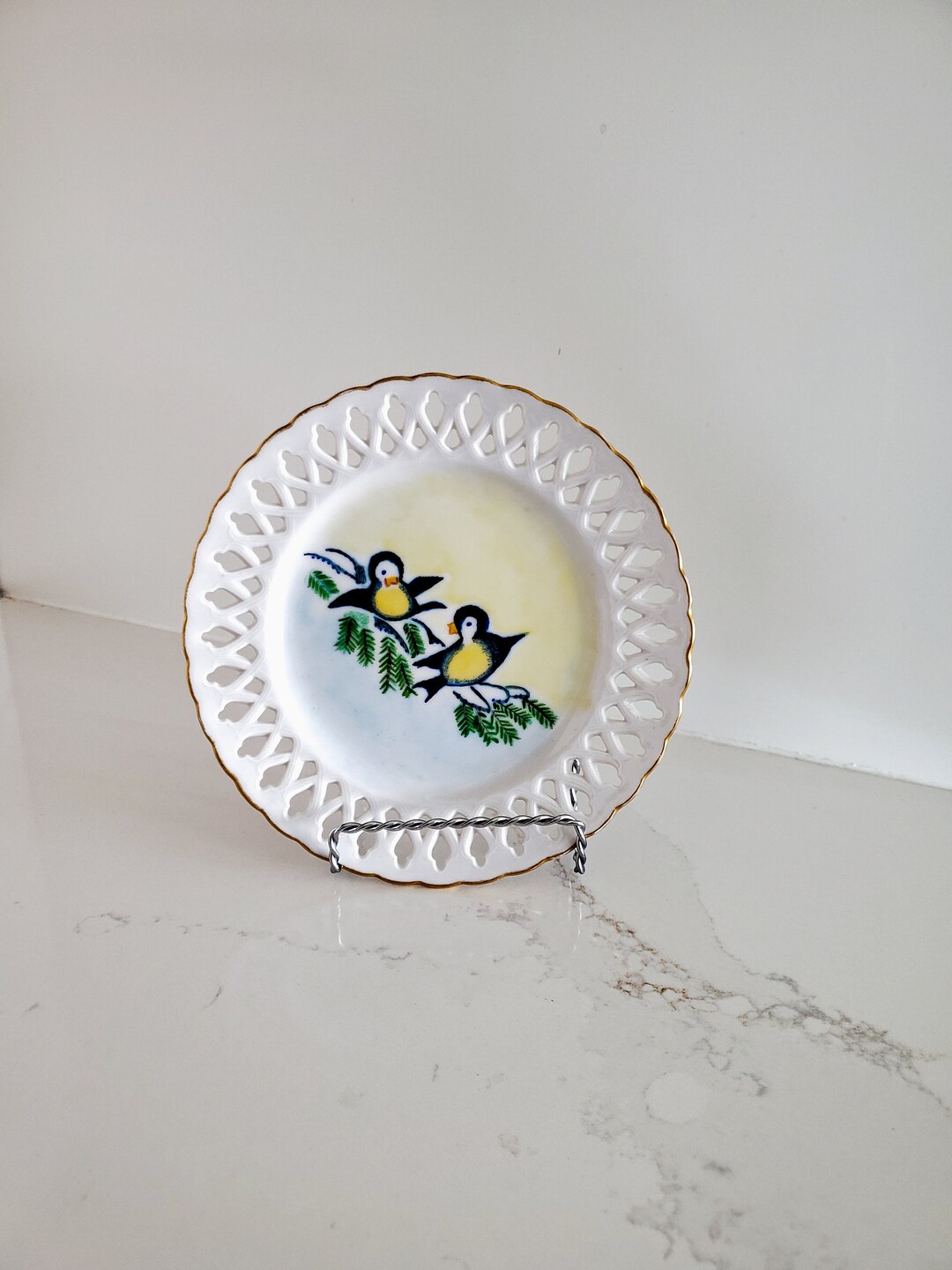 Vintage Occupied Japan Hand Painted Reticulated Blue Bird Plate - Etsy