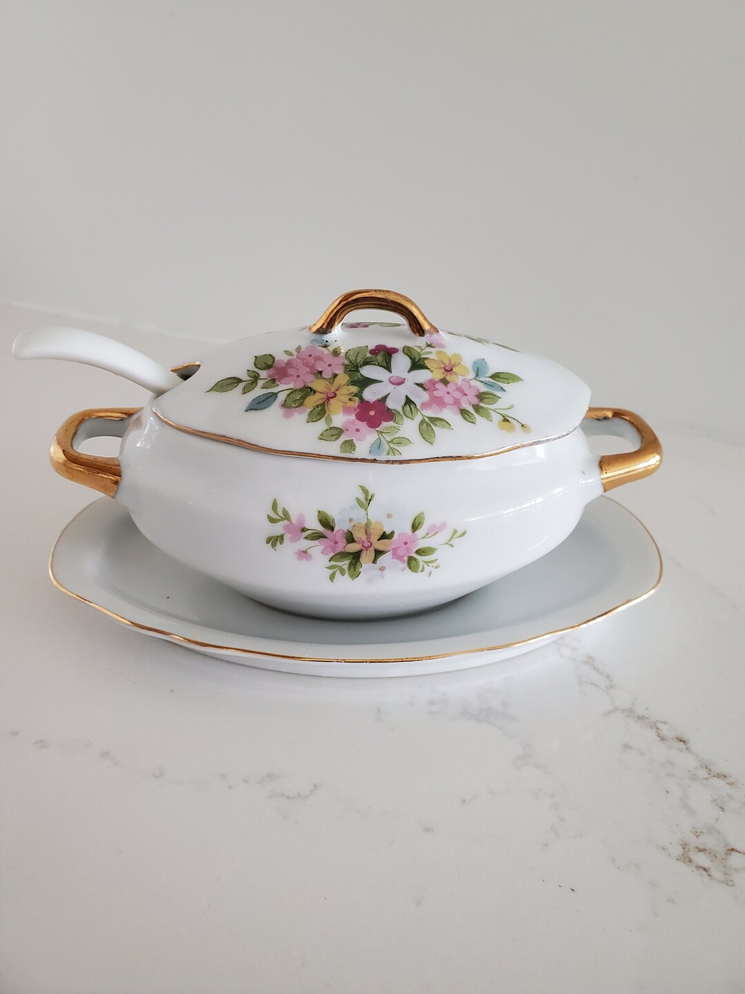 Vintage Lefton Mini Tureen/condiment Server With Attached Underplate ...