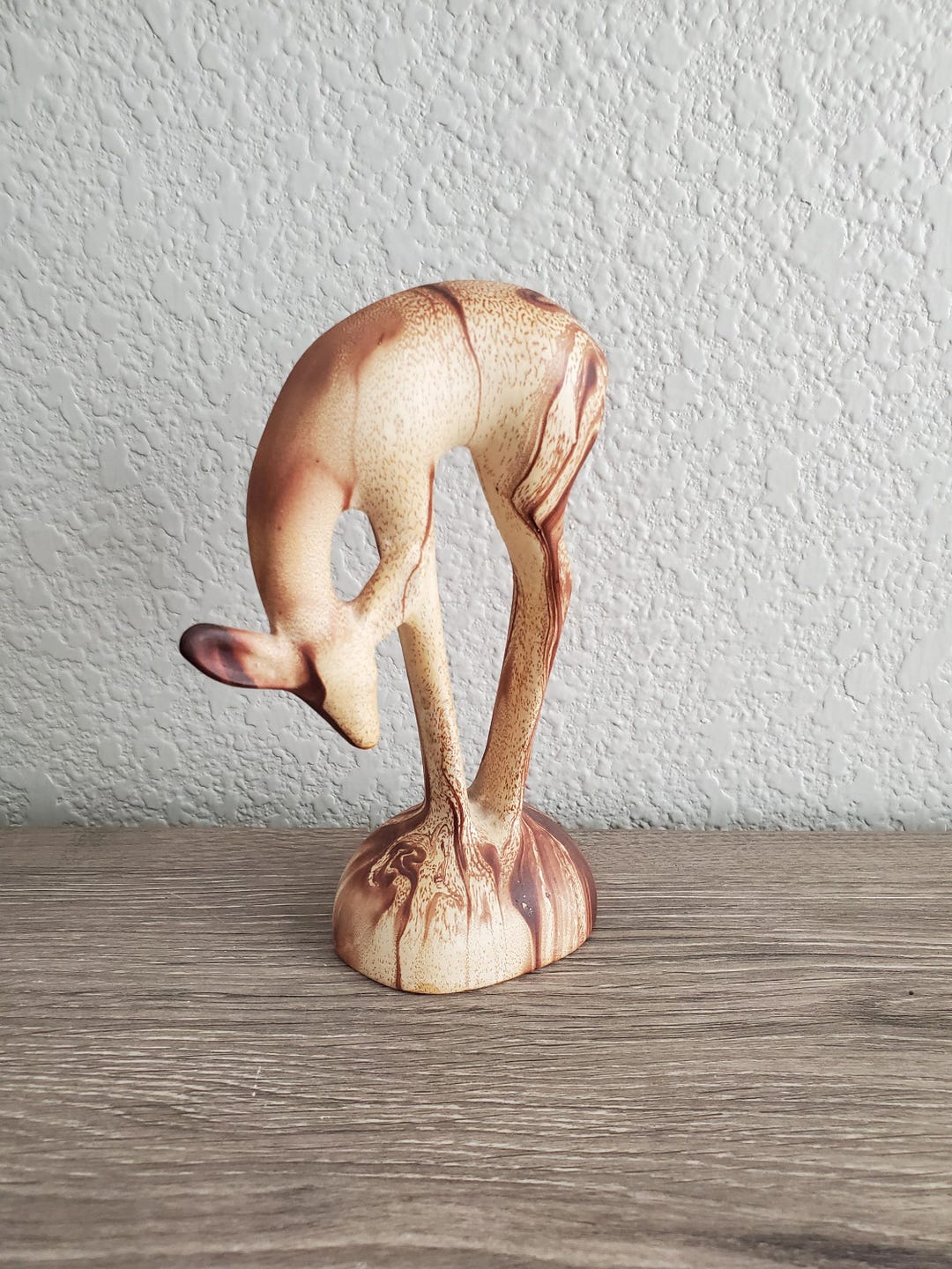 Vintage MCM Ceramic Deer Figurine Swirled Brown and Cream 60's to 70's ...