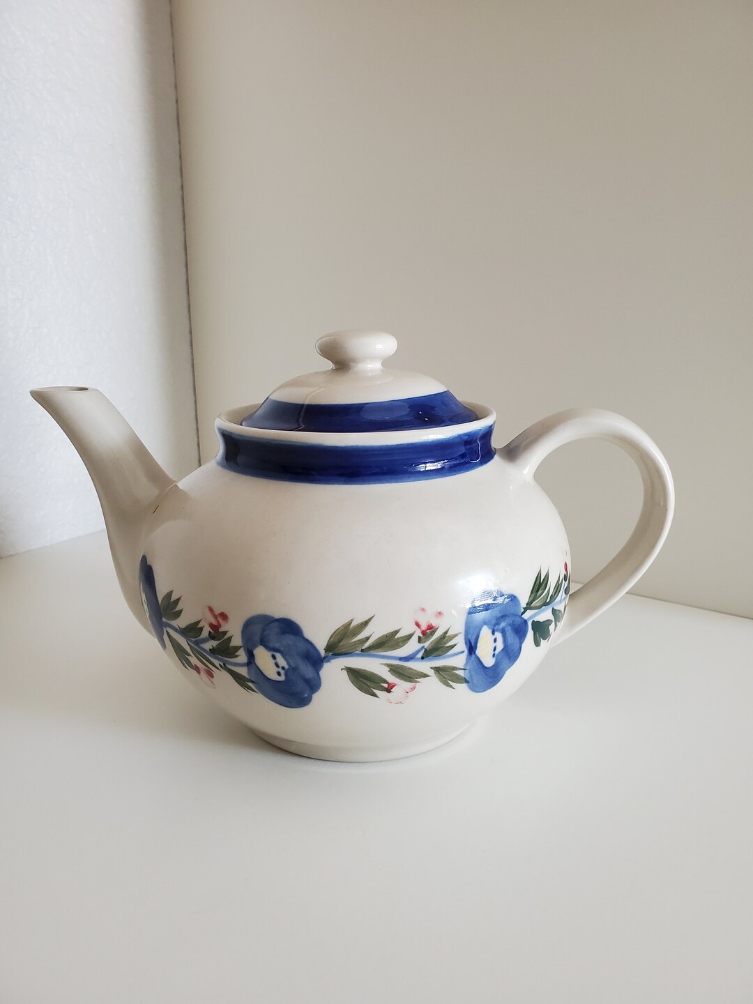 Designpac Ceramic Blue Floral Teapot With Lid - Etsy
