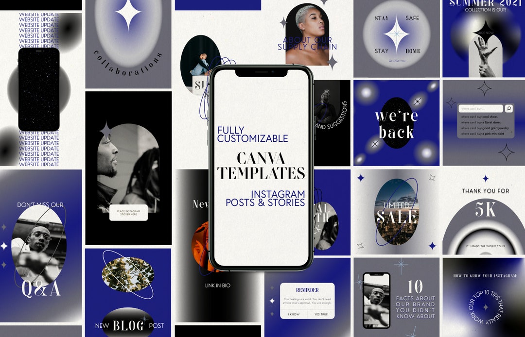 50 Instagram Post and Story Templates Space Theme Canva - Etsy