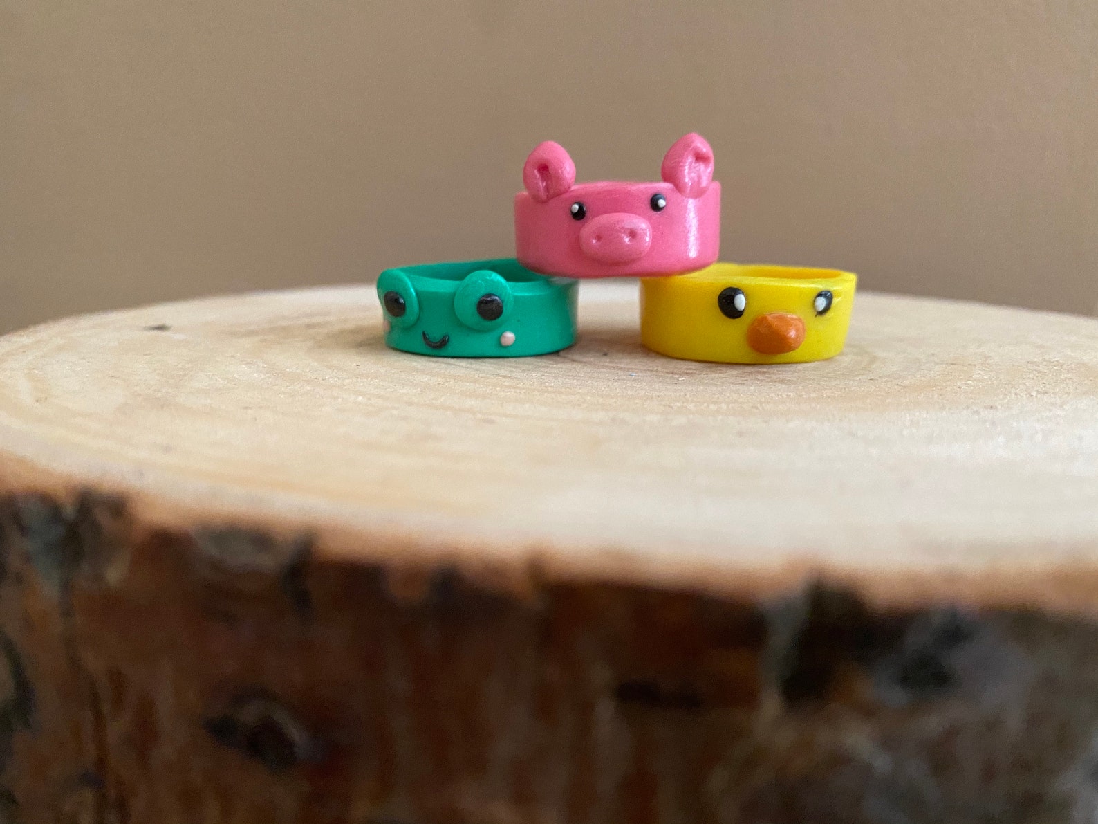 Handmade polymer clay rings cute animal designs cow | Etsy